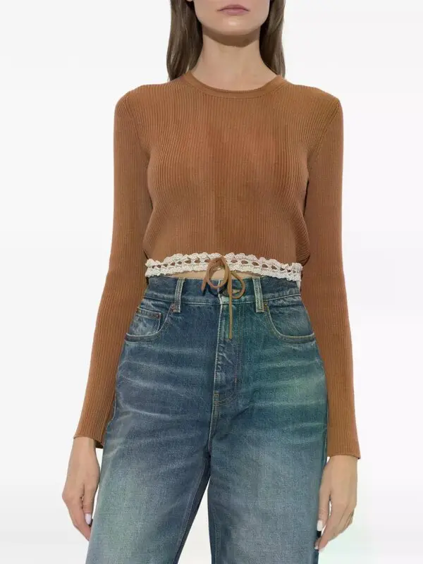 Chloé Lace-trimmed Ribbed-knit Sweater