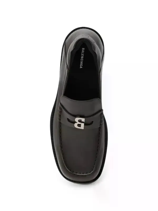 Balenciaga Logo Plaque Leather Loafers