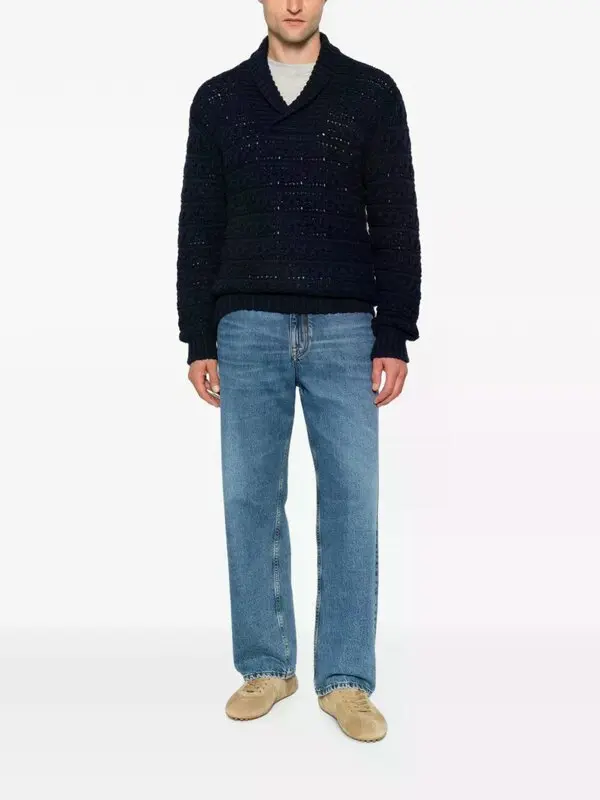 Canali Cable-knit Shawl-collar Sweater
