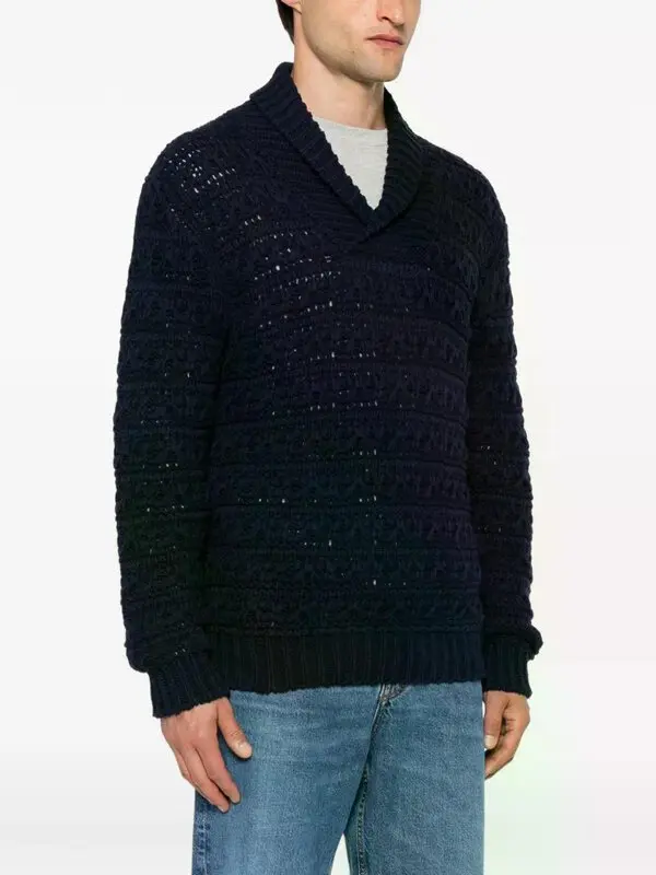 Canali Cable-knit Shawl-collar Sweater