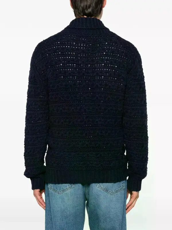 Canali Cable-knit Shawl-collar Sweater