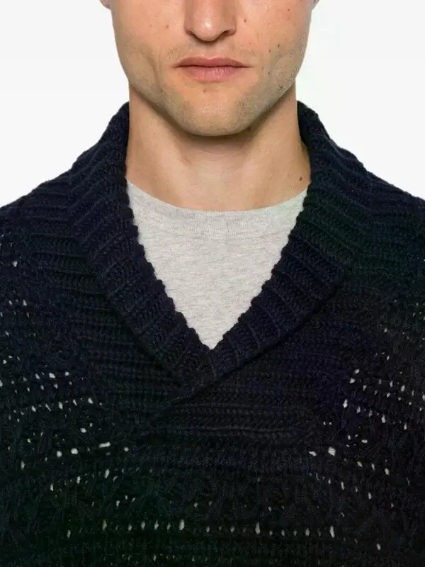 Canali Cable-knit Shawl-collar Sweater