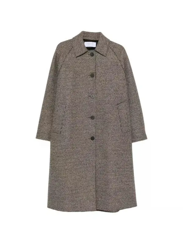 Harris Wharf London Houndstooth-pattern Single-breasted Coat - Brown
