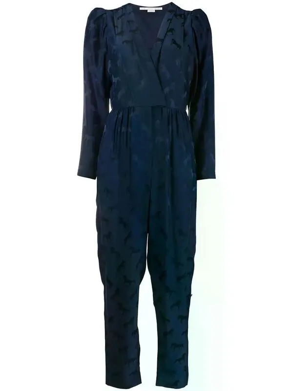 Stella McCartney Horse Jacquard Deep-v Jumpsuit - Blue