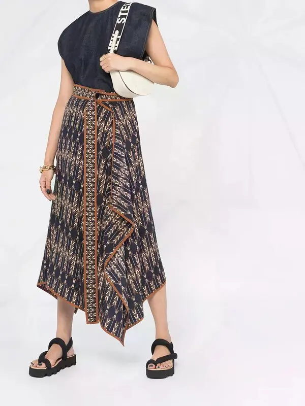 Stella McCartney Norah Patterned Asymmetric Wrap Skirt