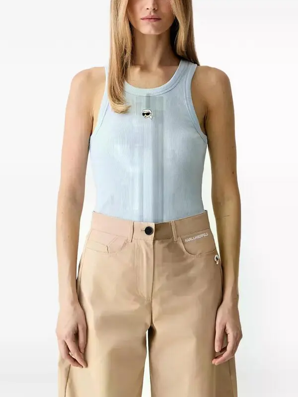 Karl Lagerfeld Ikonik-patch Ribbed Tank Top - Blue