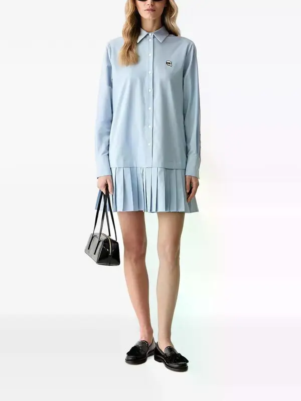 Karl Lagerfeld Pleated Long-sleeve Mini Dress