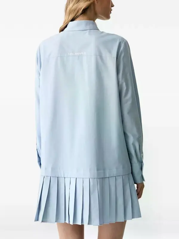 Karl Lagerfeld Pleated Long-sleeve Mini Dress