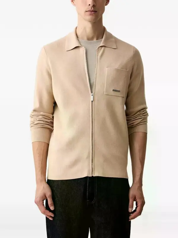 Karl Lagerfeld Zip-up Pocket-detail Sweater - Neutrals