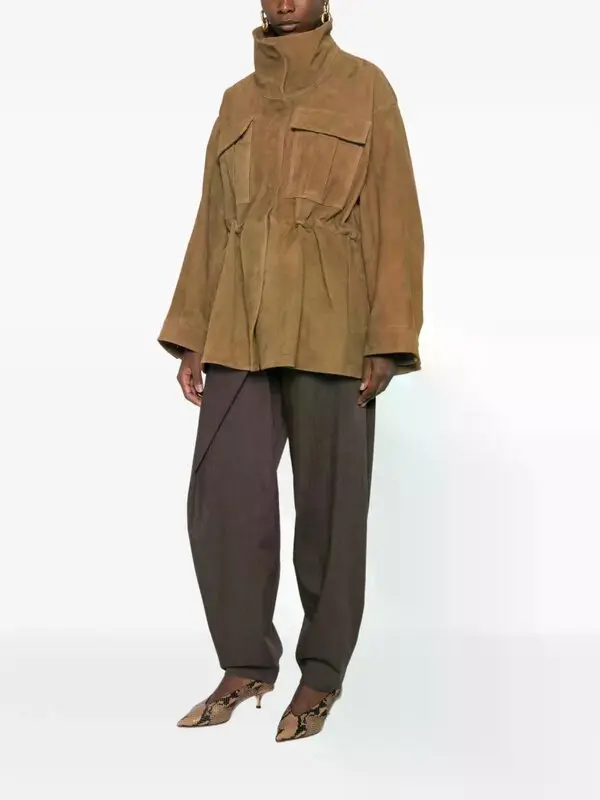 RÓHE Drawstring-waist High-neck Jacket - Brown