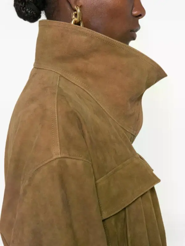 RÓHE Drawstring-waist High-neck Jacket - Brown