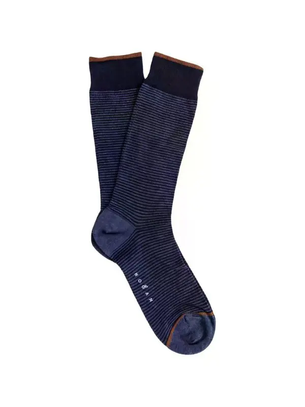 Hogan Striped Ribbed-trim Socks - Blue