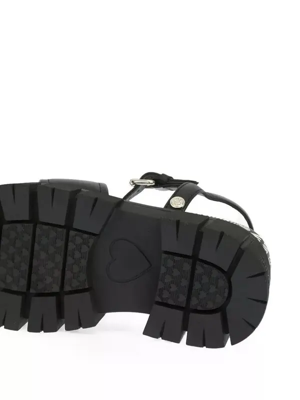 Moschino Logo-print Leather Sandals - Black