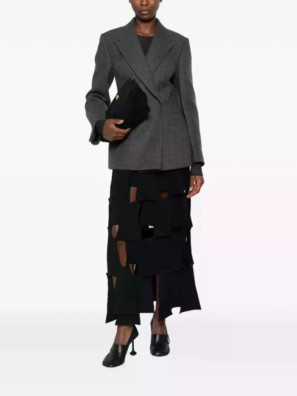 A.W.A.K.E. Mode Laser-cut Knitted Maxi Skirt - Black