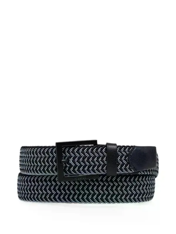 Karl Lagerfeld Woven Leather-trim Belt - Blue
