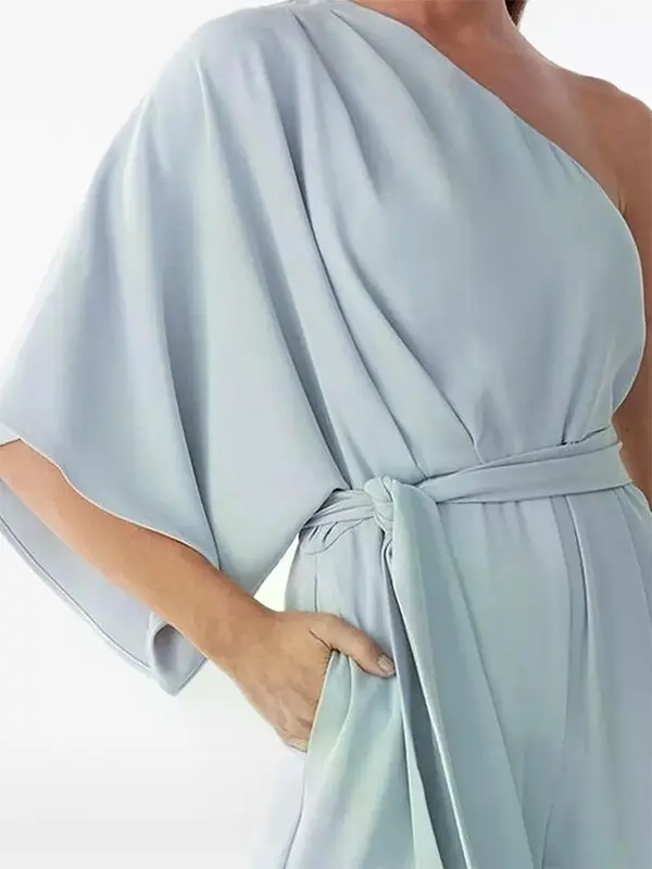 BWLDR One-shoulder Belted Wide-leg Jumpsuit