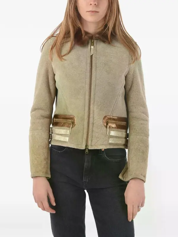 History Repeats Embroidered Shearling Jacket - Neutrals