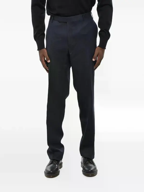 Corneliani Scalloped-hem Wool Trousers - Blue