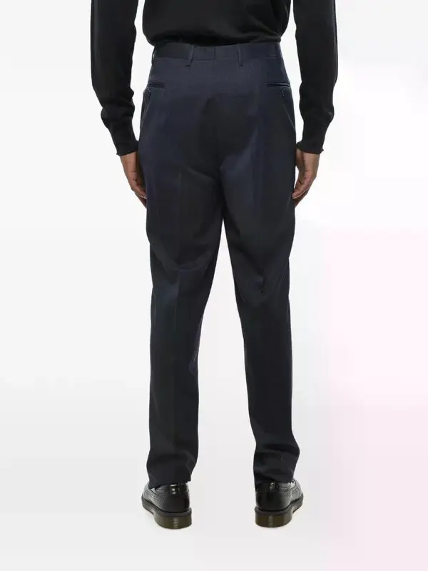 Corneliani Scalloped-hem Wool Trousers - Blue