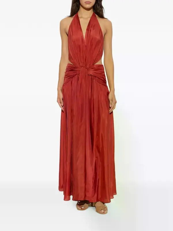 Zimmermann Indra Plunge-neckline Cut-out Maxi Dress - Red