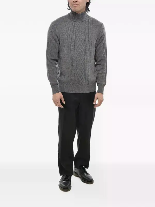 PAOLO PECORA Cable-knit Mock-neck Sweater - Grey