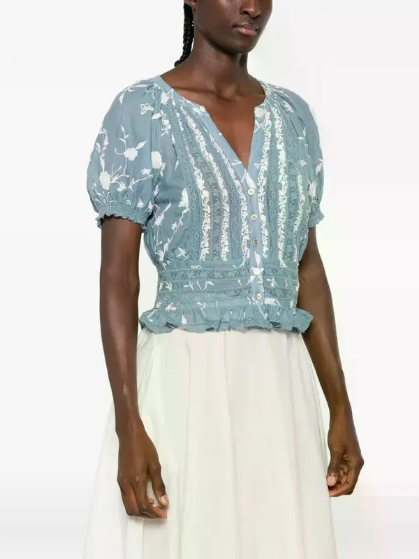 Alice + Olivia Lace-trim Embroidered Blouse