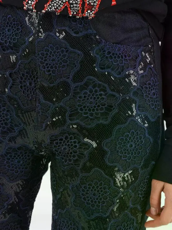 DIESEL® Lace-overlay Sequin-embellished Jeans