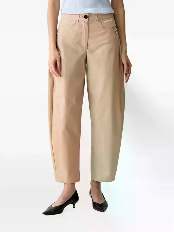 Karl Lagerfeld Logo-print Tapered Trousers - Neutrals