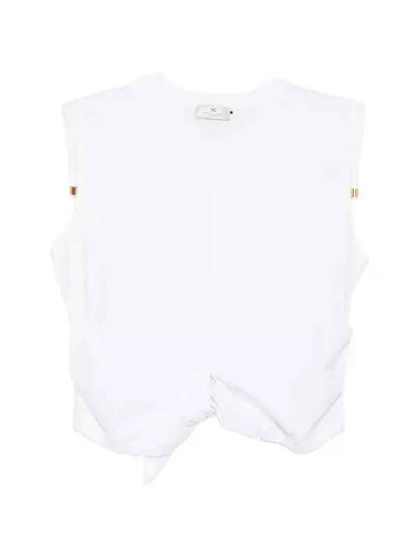 Elisabetta Franchi Knot-detail Padded-shoulder T-shirt - White