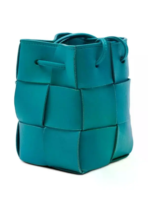 Bottega Veneta 2012-2026 Mini Nappa Maxi Intrecciato Cassette Bucket Bag - Blue
