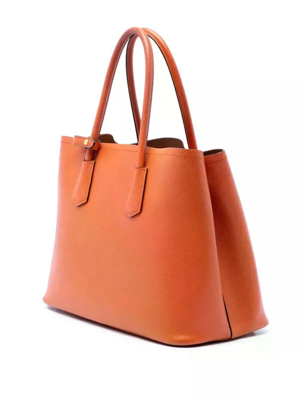 Prada 2000-2013 Medium Saffiano Cuir Double Handle Satchel - Orange
