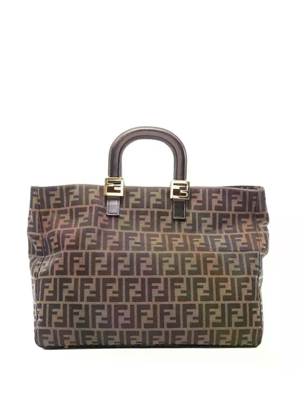 Fendi 20th Century Large Zucca Canvas Twins Tote Bag - Brown
