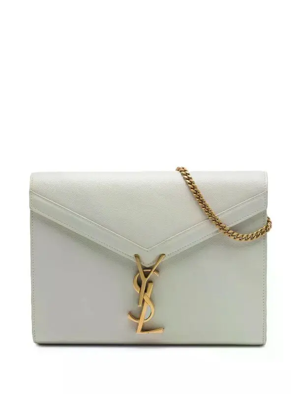 Saint Laurent 2019 Grain De Poudre Monogram Cassandra Chain Wallet Crossbody Bag - White