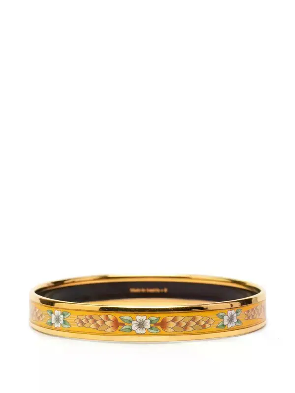 Hermès 20th Century Wild Flower Enamel Bangle Bracelet