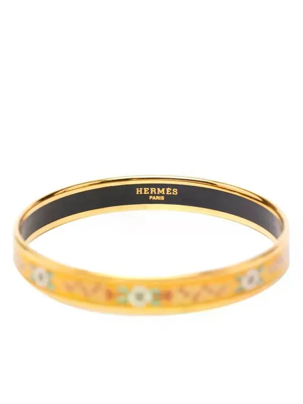 Hermès 20th Century Wild Flower Enamel Bangle Bracelet
