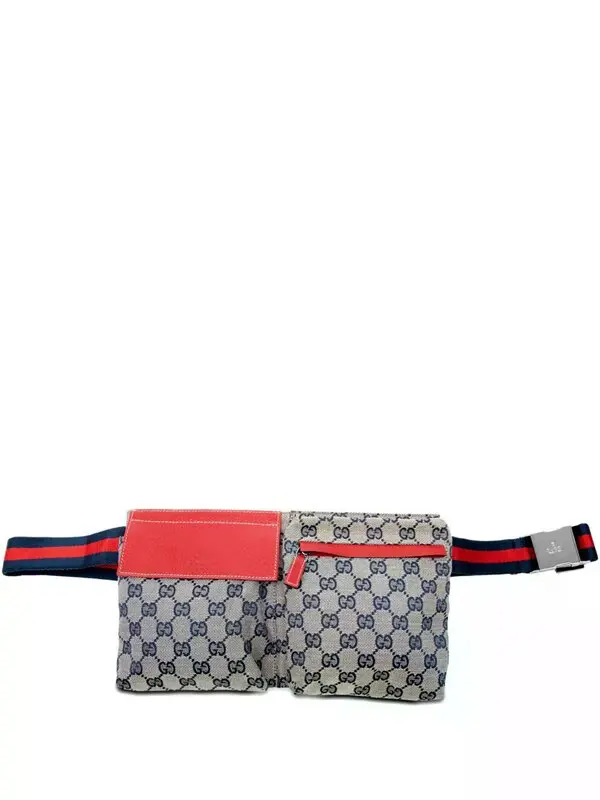 Gucci 2000-2015 Gg Canvas Web Double Pocket Belt Bag - Red