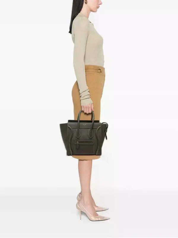 Celine 2017 Micro Drummed Calfskin Luggage Tote Bag - Grey