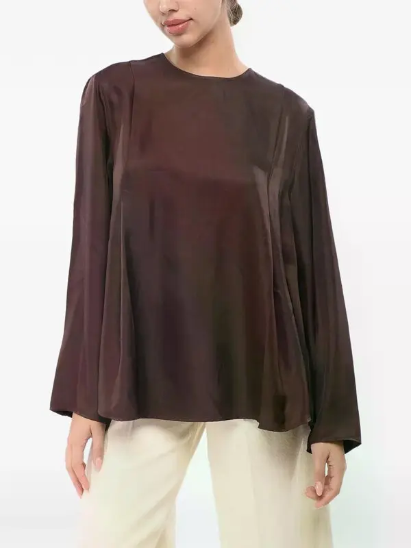 Loulou De Saison Adalyn Silk-twill Blouse - Brown