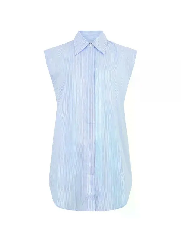 MOORER Striped Sleeveless Shirt - Blue