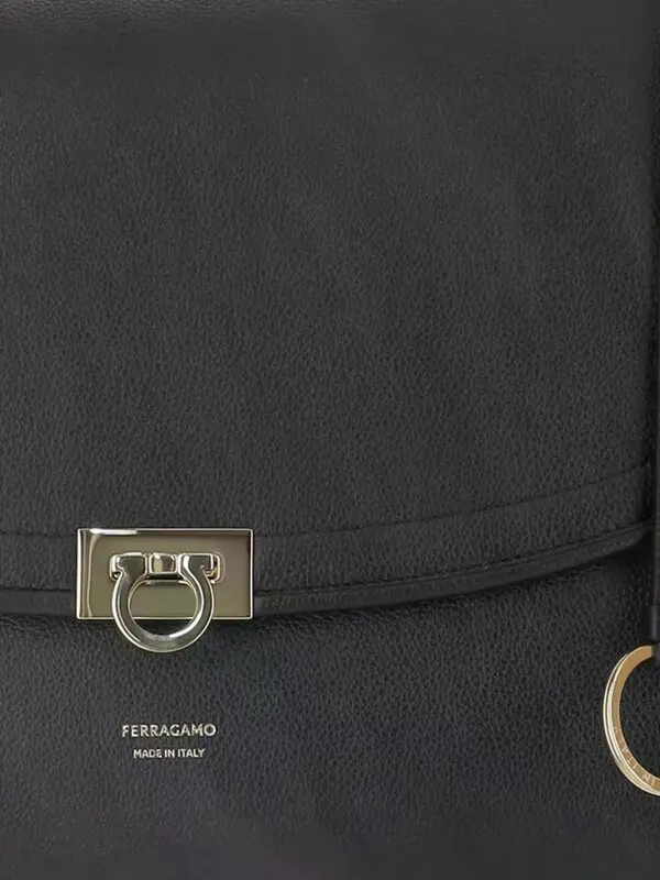 FERRAGAMO Gancini-clasp Leather Large Shoulder Bag