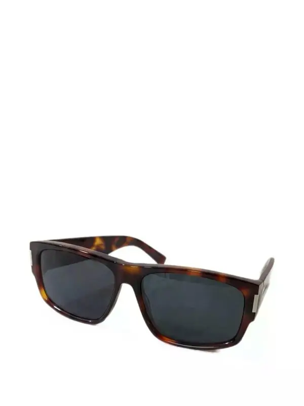 Saint Laurent Tortoiseshell-effect Rectangle-frame Sunglasses - Brown