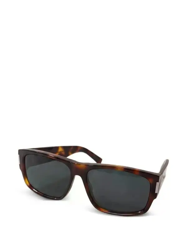 Saint Laurent Tortoiseshell-effect Rectangle-frame Sunglasses - Brown