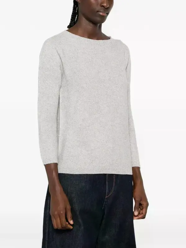 Fabiana Filippi Boat Neck Three-quarter Sleeve Sweater - Grey
