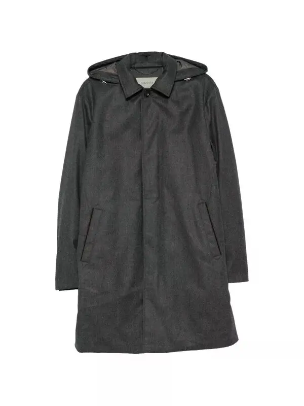 Canali Hooded Concealed-fastening Coat - Grey
