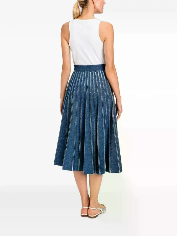 TWINSET Pleated Denim Skirt