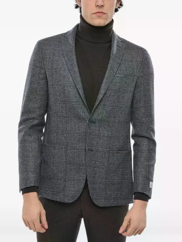 Corneliani Check-pattern Wool Blazer - Grey