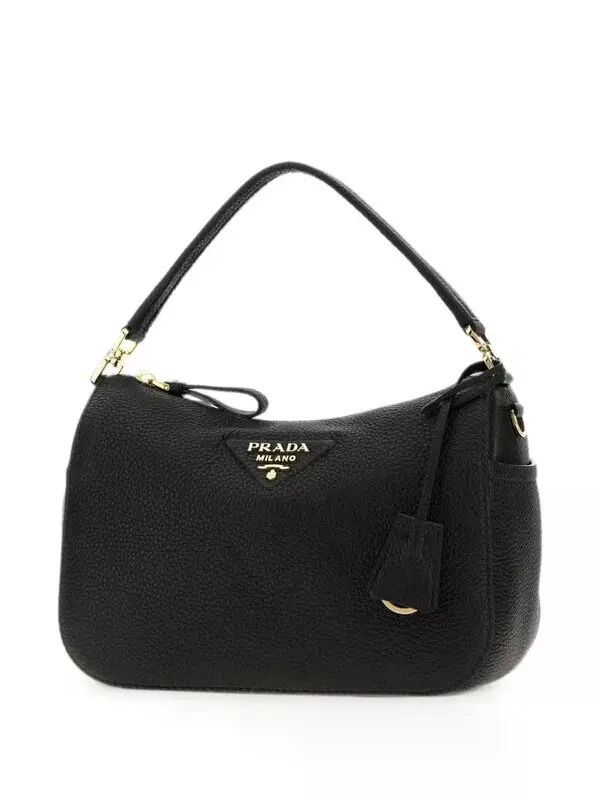 Prada Small Logo-plaque Pebbled-leather Tote Bag