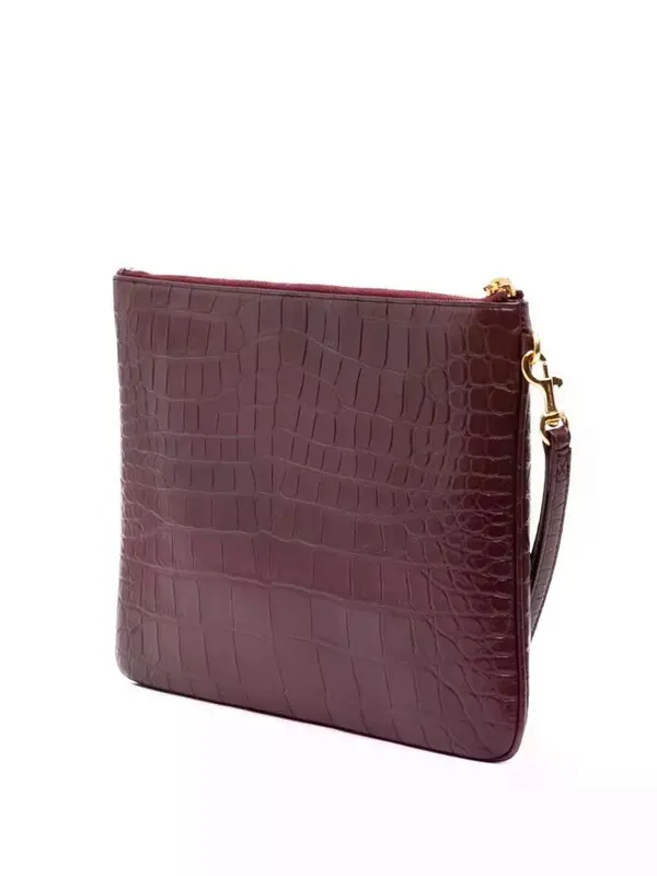 Saint Laurent 2022 Croc Embossed Calfskin Monogram Tablet Pouch Clutch Bag