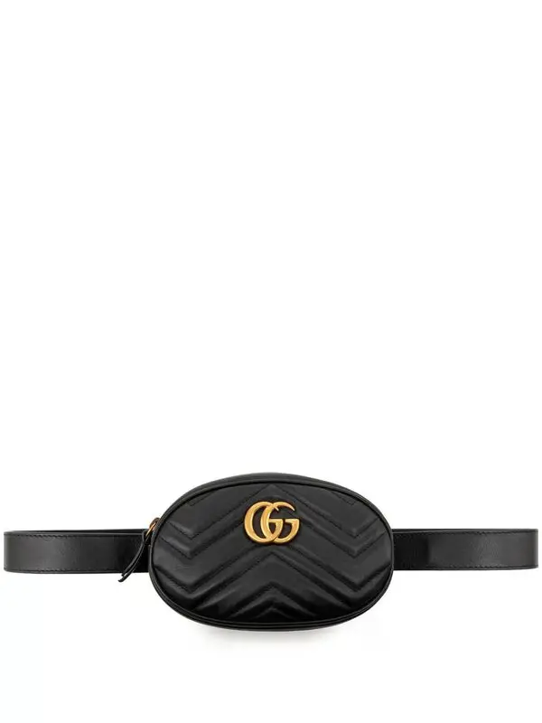 Gucci Gg Marmont Matelassé Calfskin Belt Bag - Black