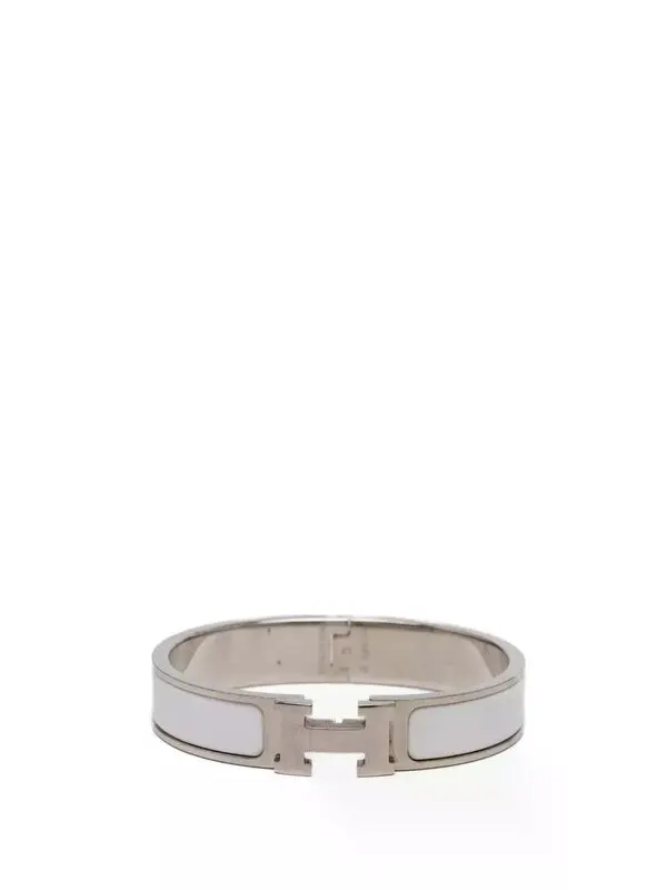 Hermès 20th Century Narrow Enamel Clic H Bracelet Gm Costume Bracelet - Silver